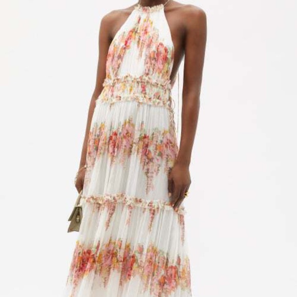 Zimmermann | Dresses | Zimmermann Mae Halterneck Floralprint Silk Maxi ...